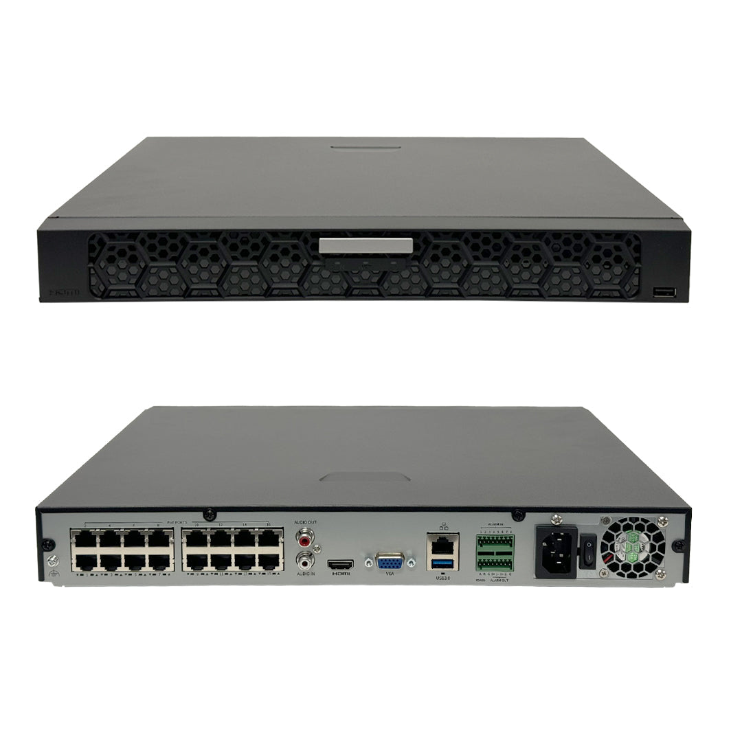 16-Channel IP NVR - 12MP - 4K 320Mbps - 16x PoE - 2x SATA