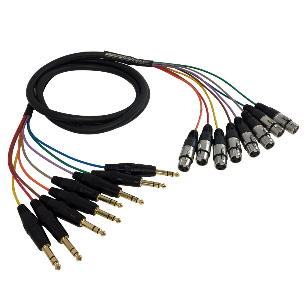 Premium Phantom Cables TRS Male to XLR Female Balanced Analog 8-Channe