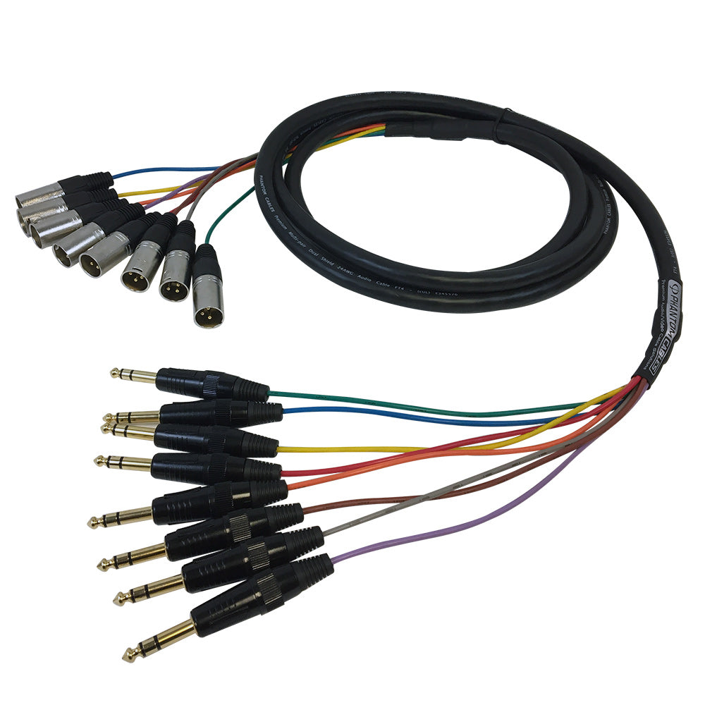 Premium Phantom Cables TRS Male to XLR Male Balanced Analog 8-Channel