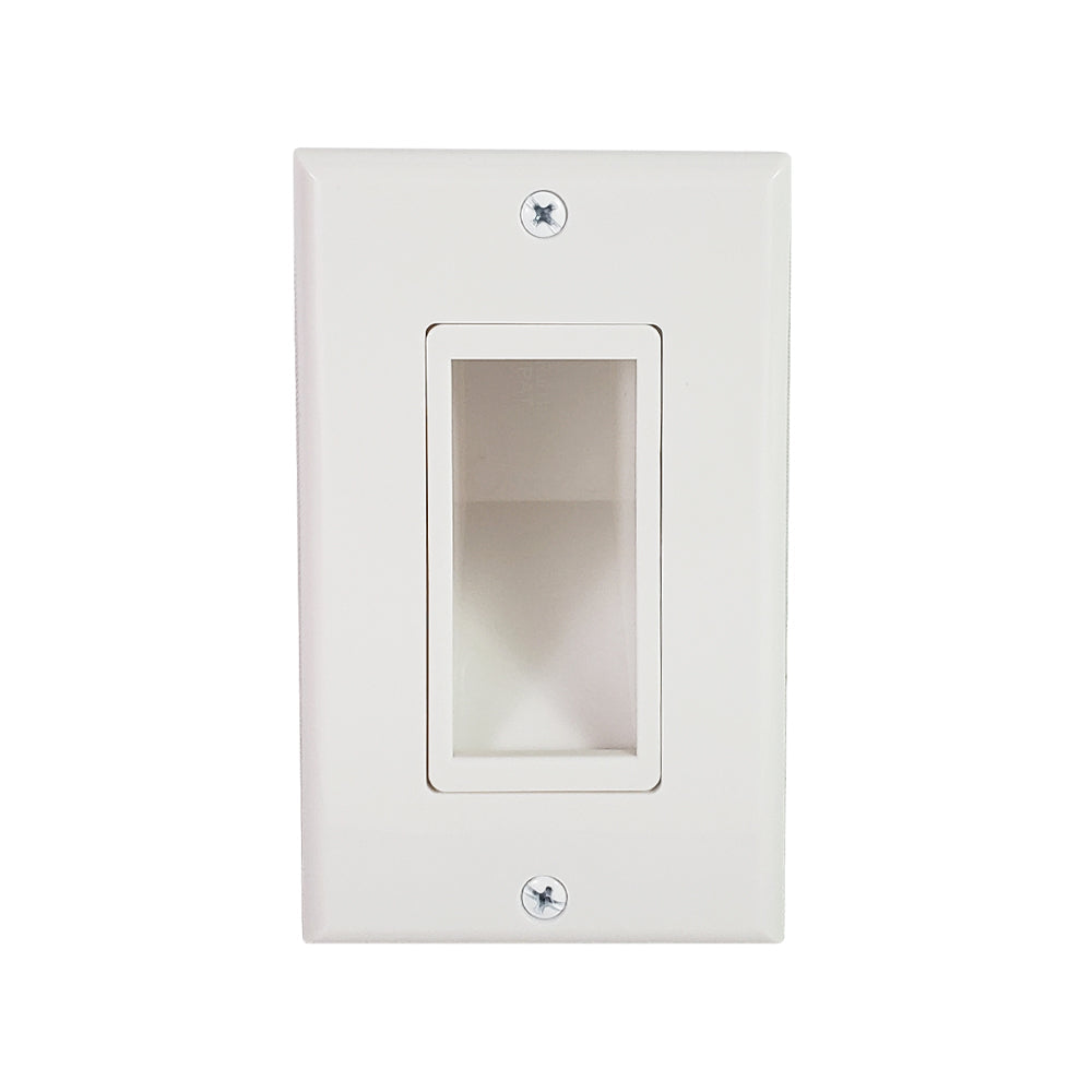 Cable Pass-Through Wall Plate with built-in Wall Clip - Single Gang